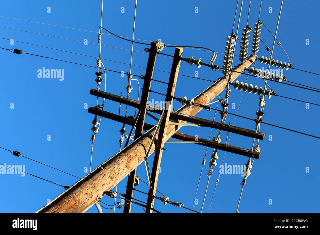 Upwards View of Electrical Power Pole Stock Photo - Alamy