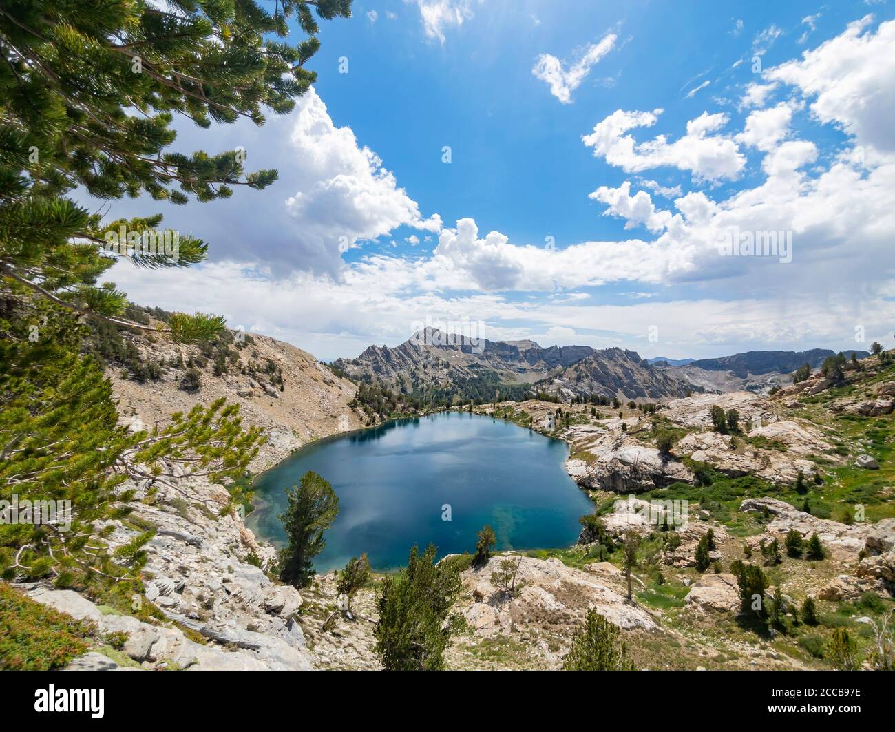Aerial view of the beautiful Liberty Lake at Ruby Mountain, Nevada, USA ...