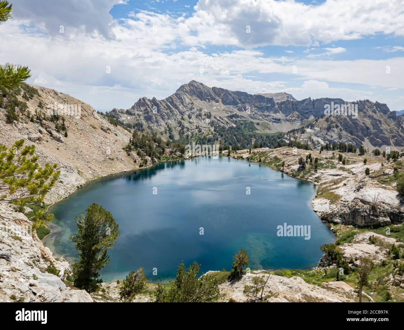 Aerial view of the beautiful Liberty Lake at Ruby Mountain, Nevada, USA ...