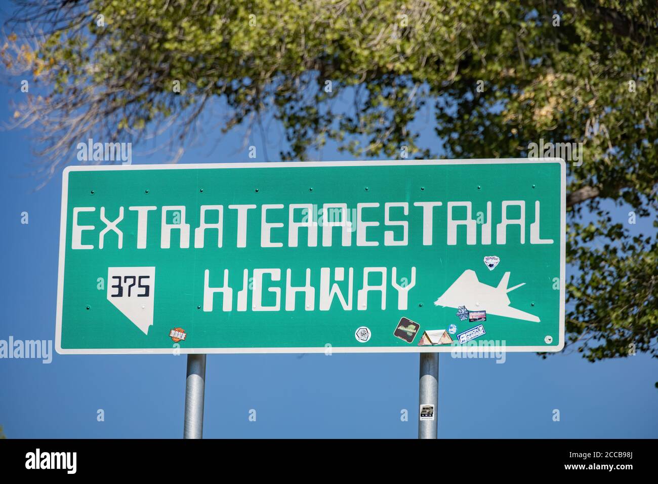 Sunny view of the famous ET Highway Sign at Nevada Stock Photo - Alamy