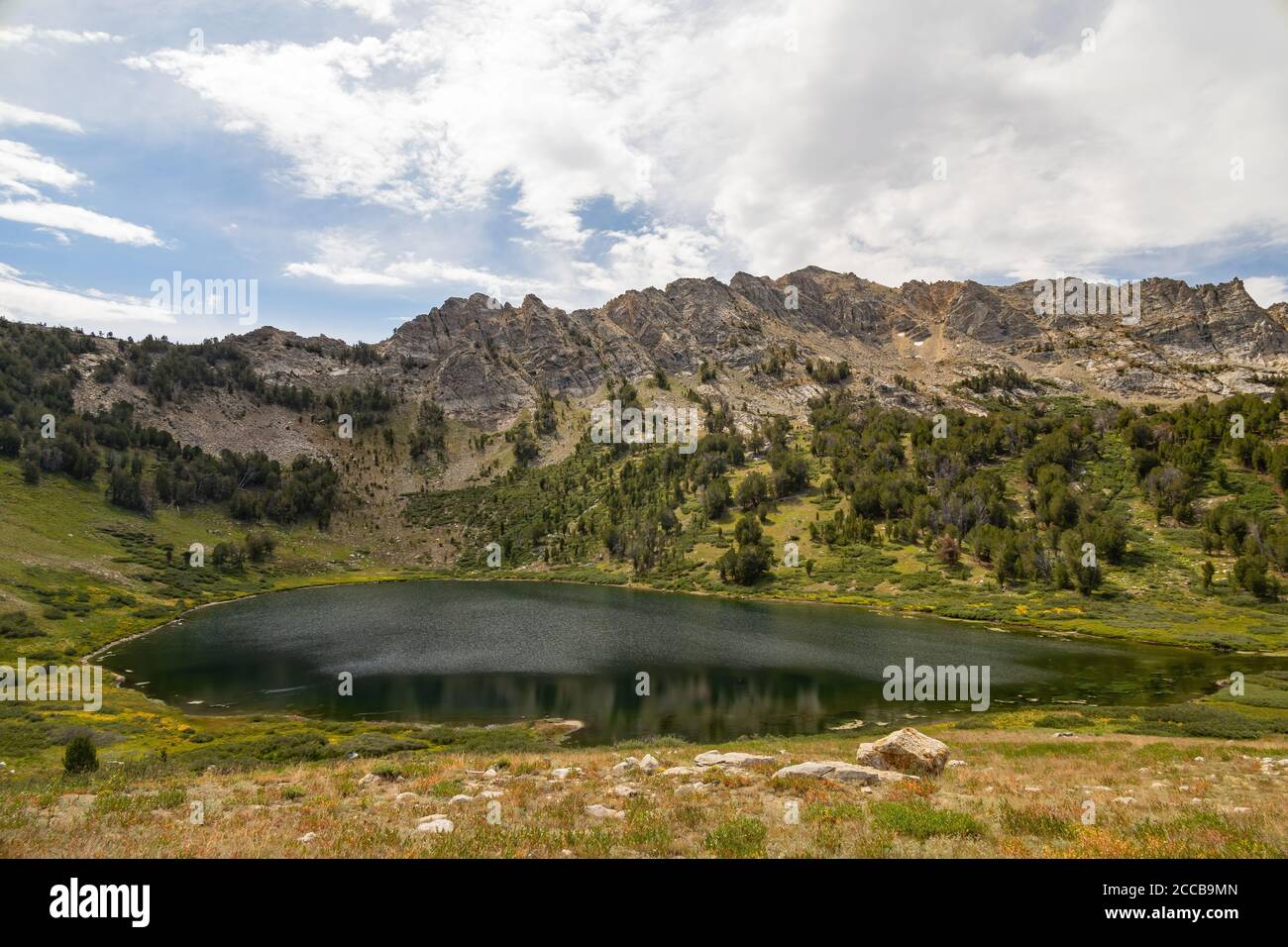 Morning view of the beautiful Favre Lake at Ruby Mountain, Nevada Stock ...