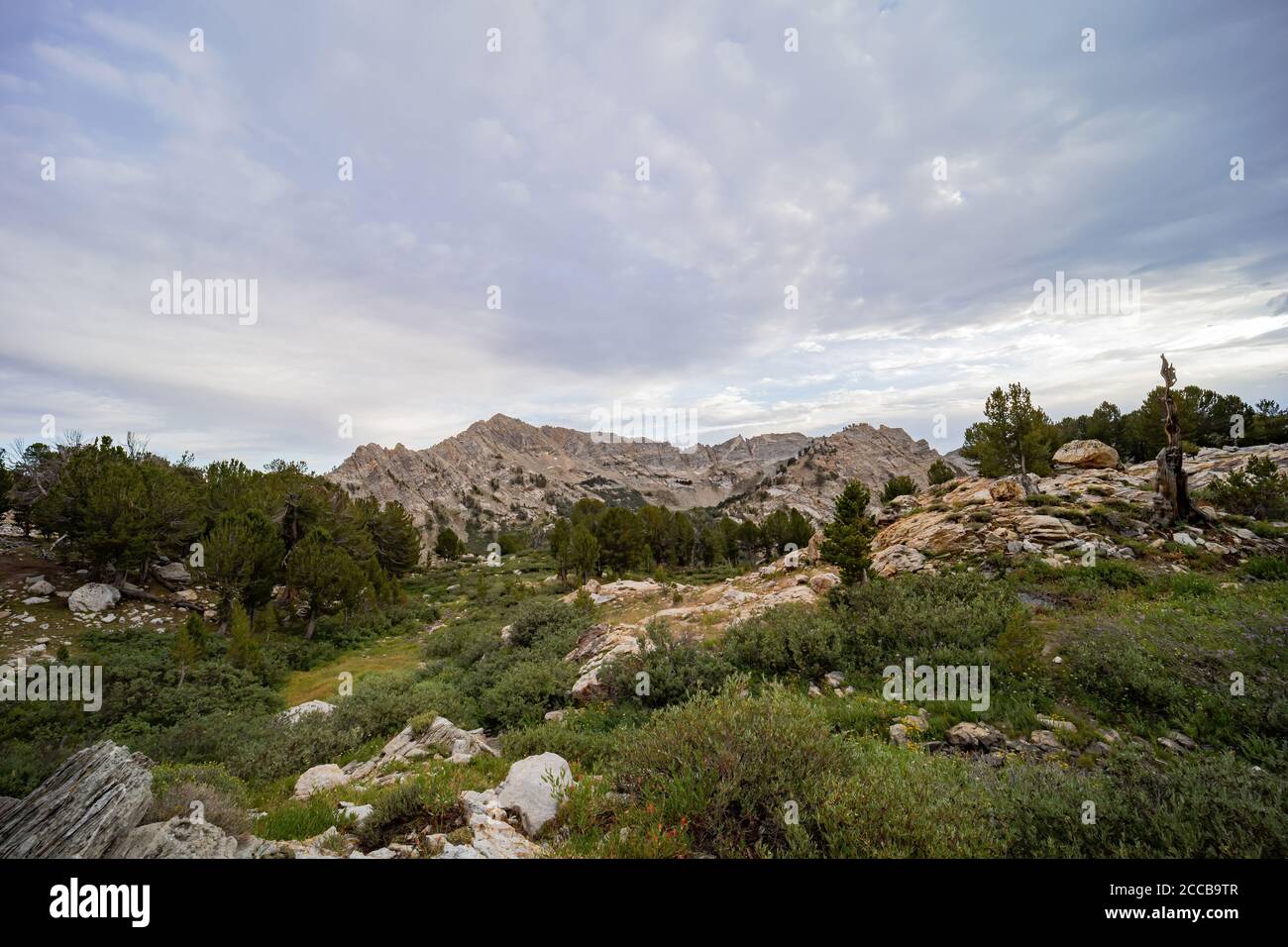 Cloudy view of the beautiful landscape around the Favre Lake trail at ...