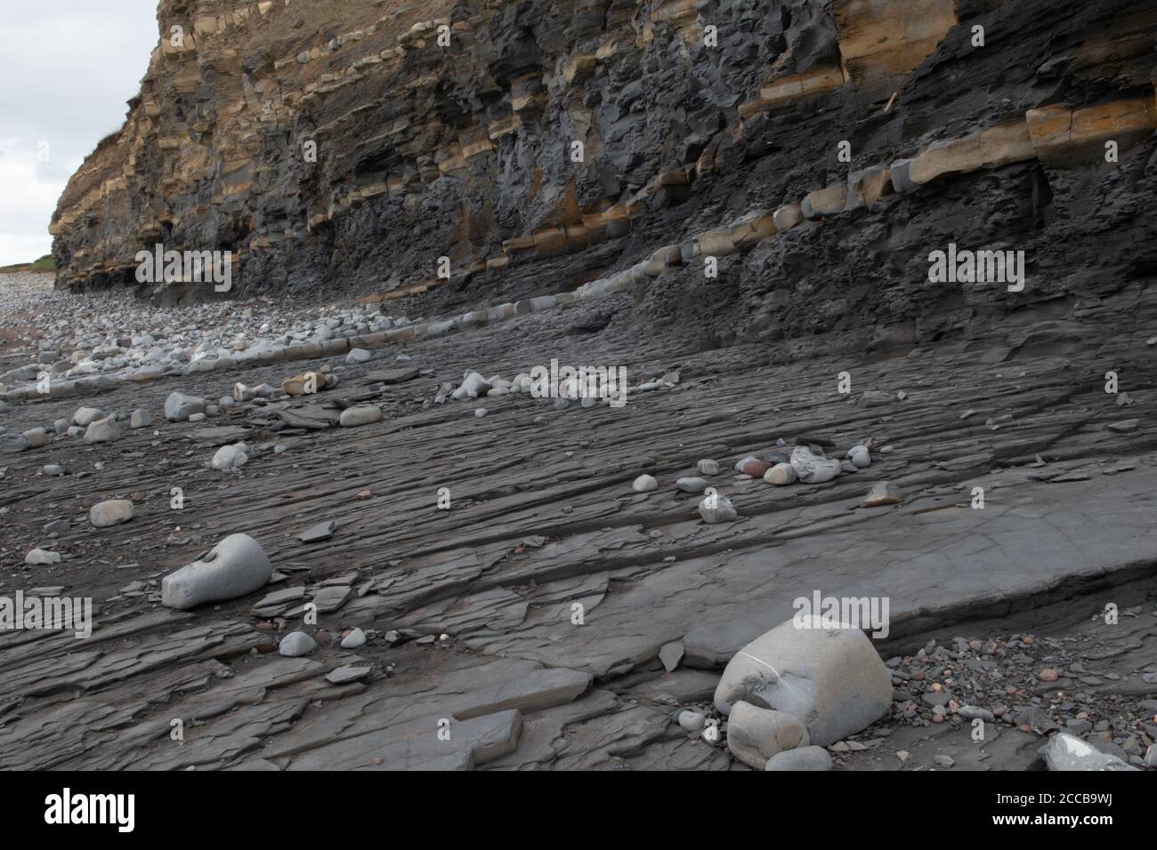 Geological formations on Kilve Beach, Somerset, UK Stock Photo - Alamy