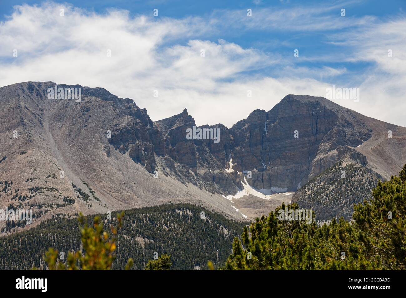 Sunny view of the beautiful Wheeler Peak from Wheeler Peak Overlook at ...