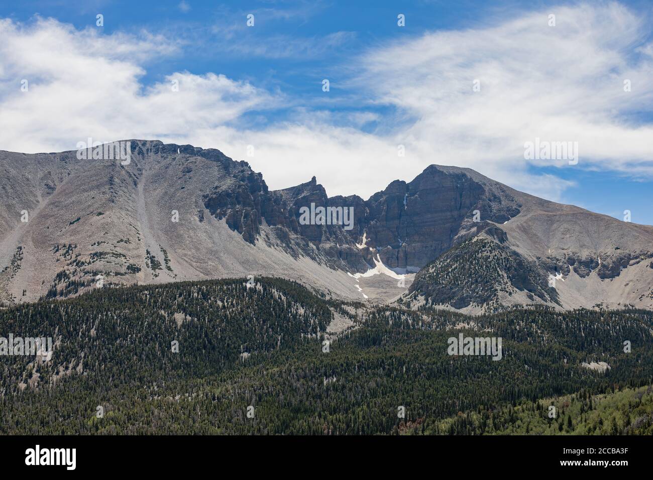 Sunny view of the beautiful Wheeler Peak from Wheeler Peak Overlook at ...