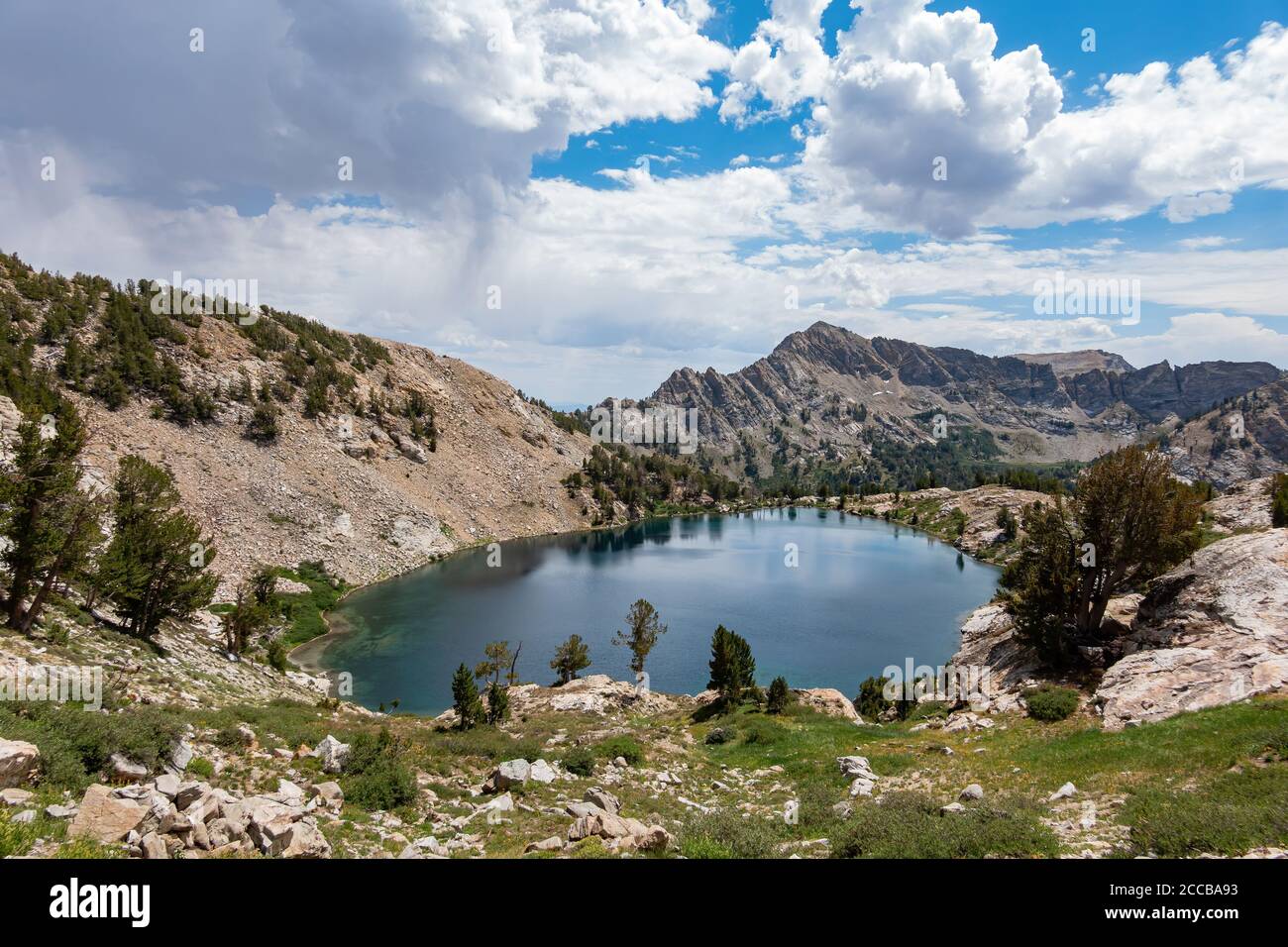 Aerial view of the beautiful Liberty Lake at Ruby Mountain, Nevada, USA ...