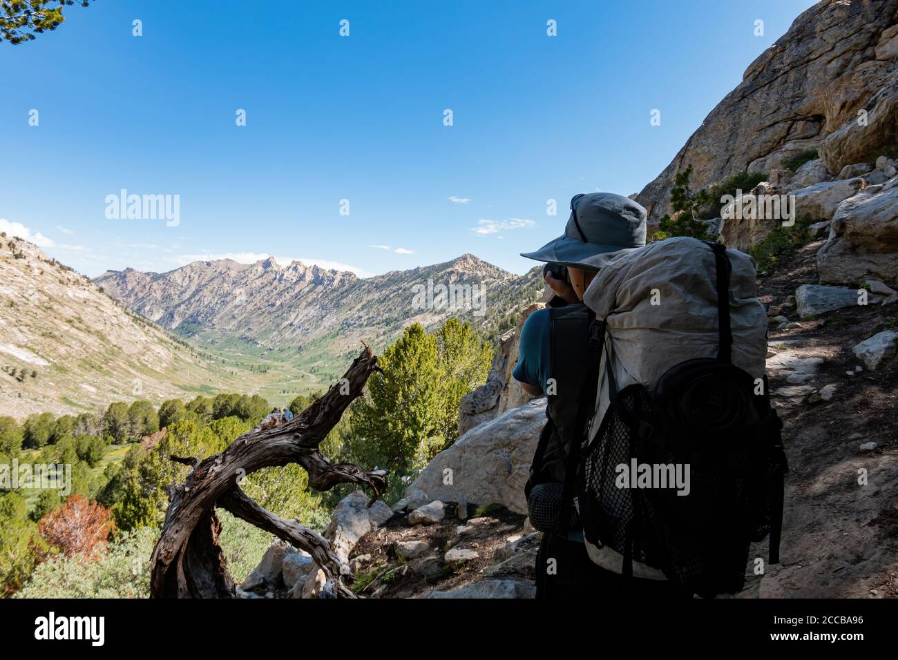 Photographer taking picture of the beautiful landscape around the Ruby Crest Trail of Ruby ...