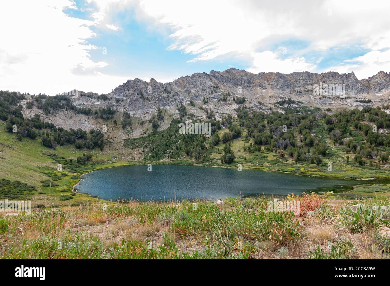 Morning view of the beautiful Favre Lake at Ruby Mountain, Nevada Stock ...
