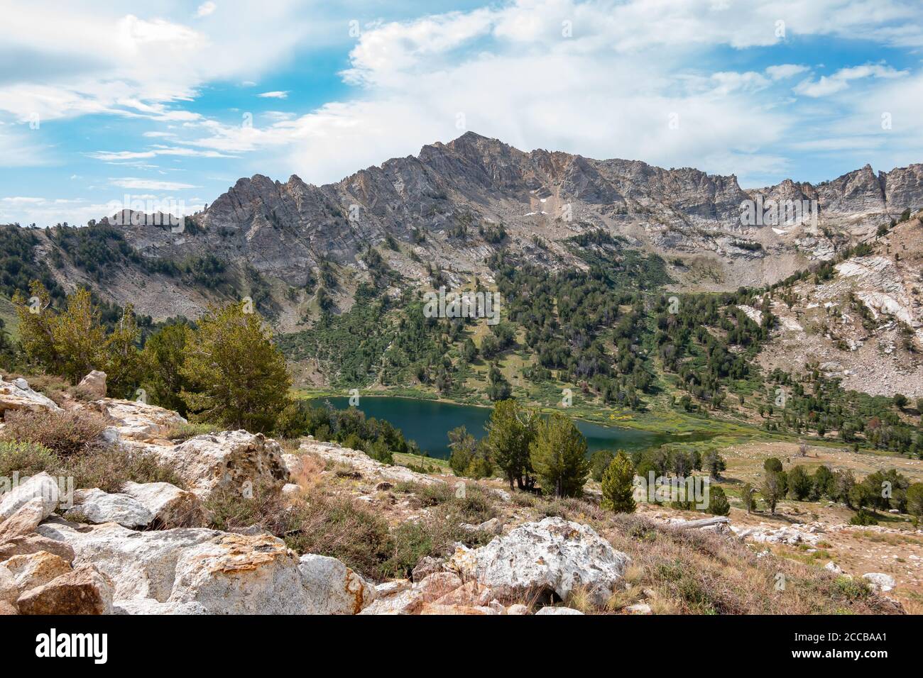 Morning view of the beautiful Favre Lake at Ruby Mountain, Nevada Stock ...