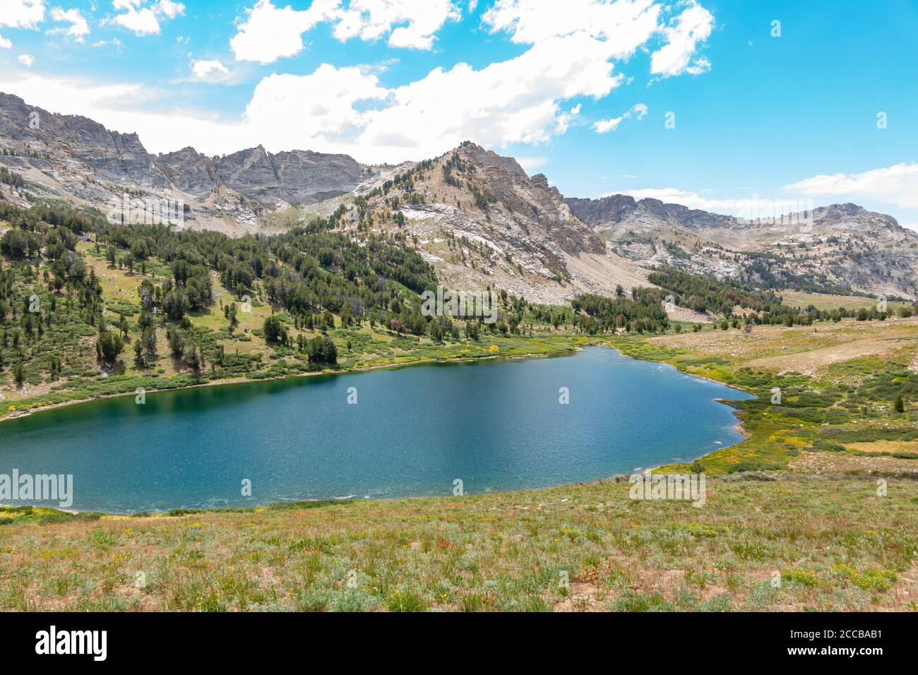 Morning view of the beautiful Favre Lake at Ruby Mountain, Nevada Stock ...