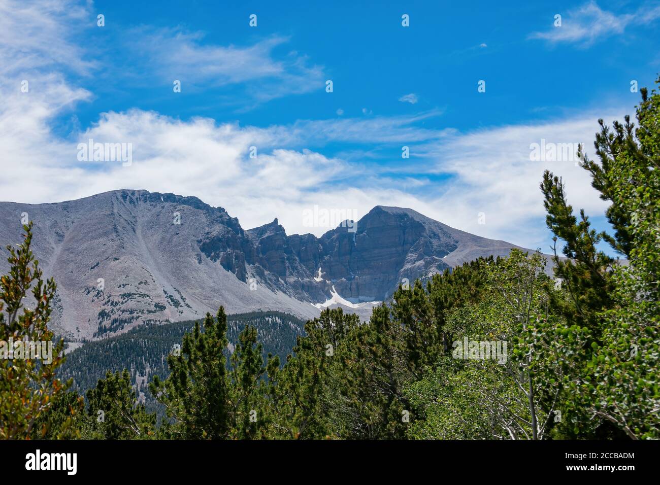 Sunny view of the beautiful Wheeler Peak at Great Basin National Park ...