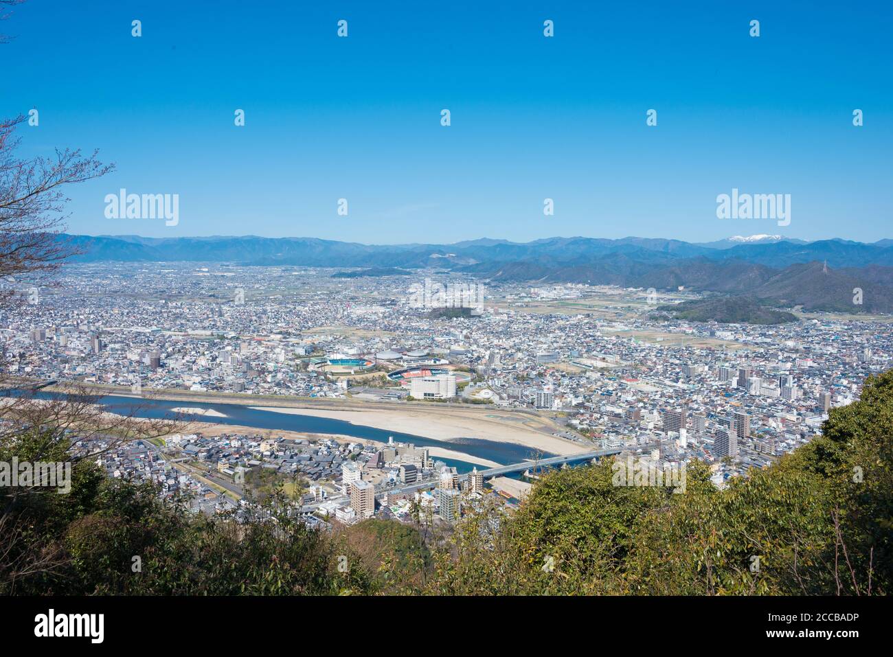 Gifu, Japan - Beautiful scenic view from Gifu Castle on Mount Kinka ...