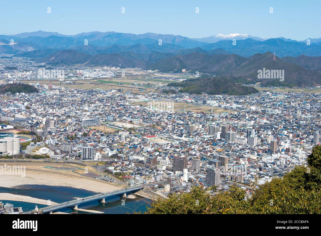 Gifu, Japan - Beautiful scenic view from Gifu Castle on Mount Kinka ...