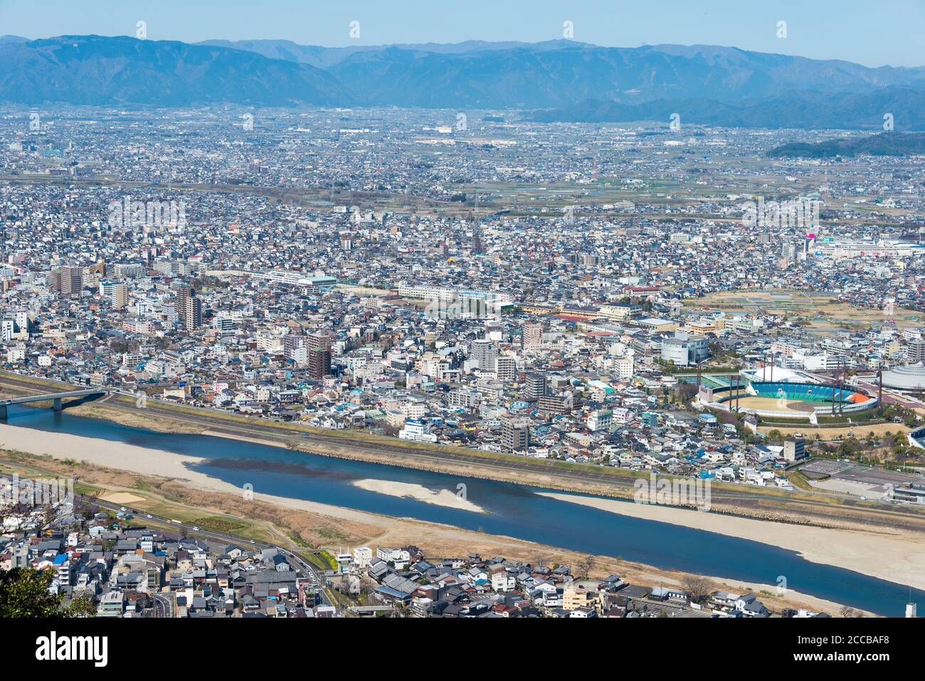 Gifu, Japan - Beautiful scenic view from Gifu Castle on Mount Kinka ...