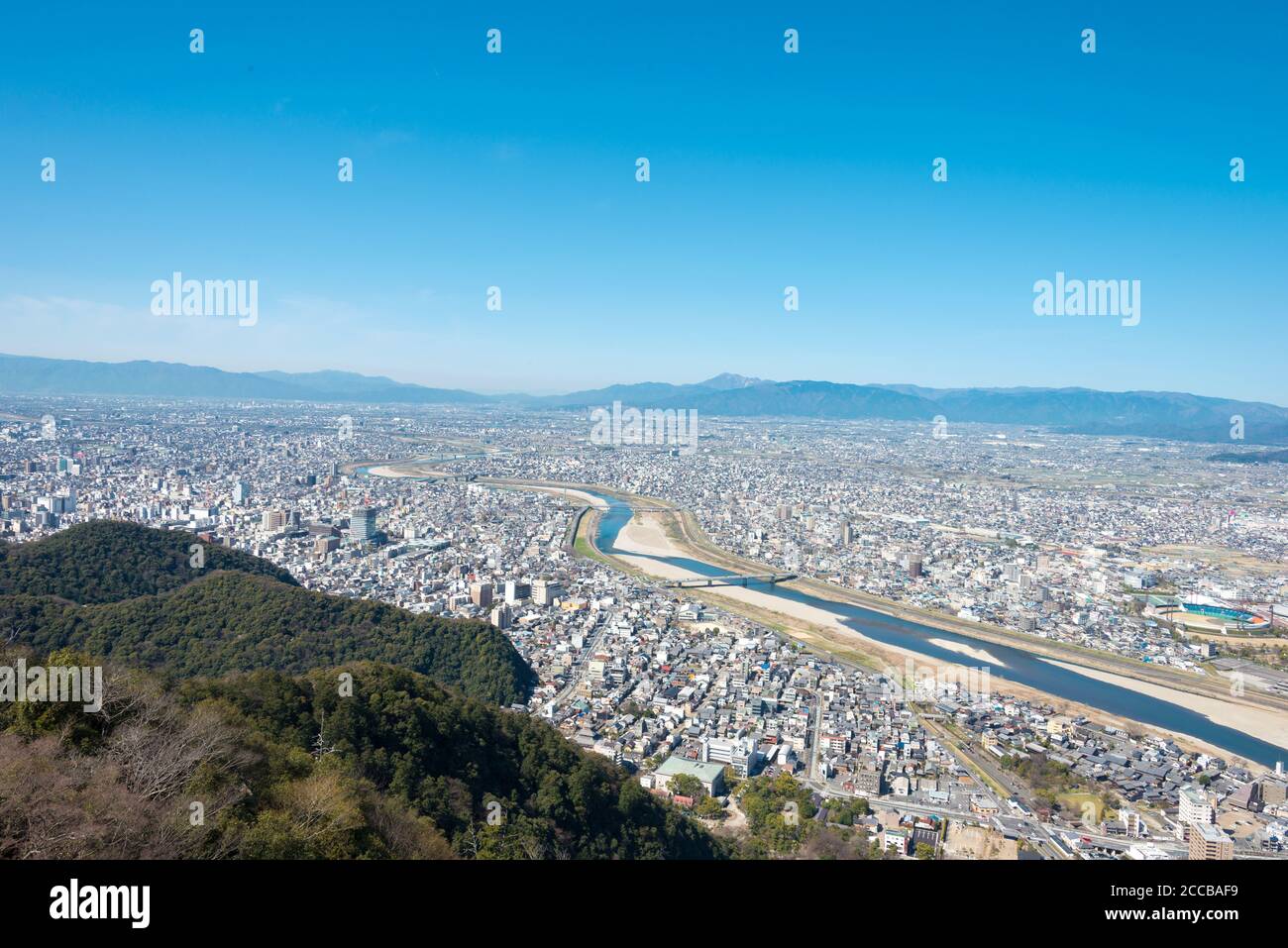 Gifu, Japan - Beautiful scenic view from Gifu Castle on Mount Kinka ...