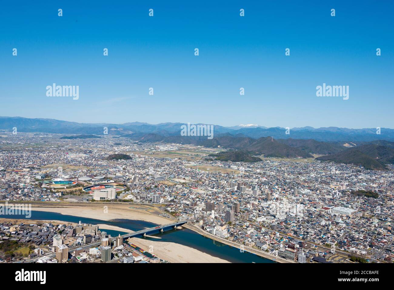 Gifu, Japan - Beautiful scenic view from Gifu Castle on Mount Kinka ...