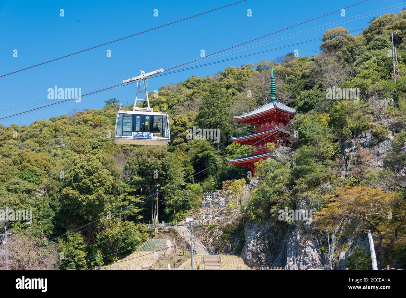 Gifu, Japan - Mar 26 2020 - Mount Kinka Ropeway in Gifu, Japan. The line, opened in 1955, climbs ...