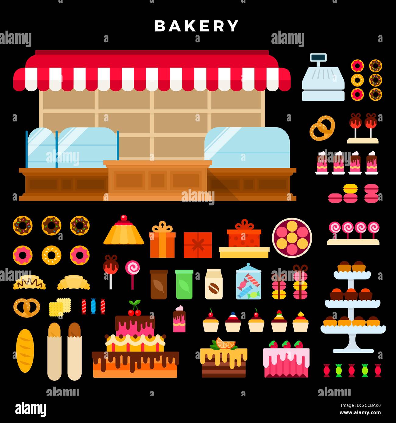 Macaroons cakes in confectionery Stock Vector Images - Alamy