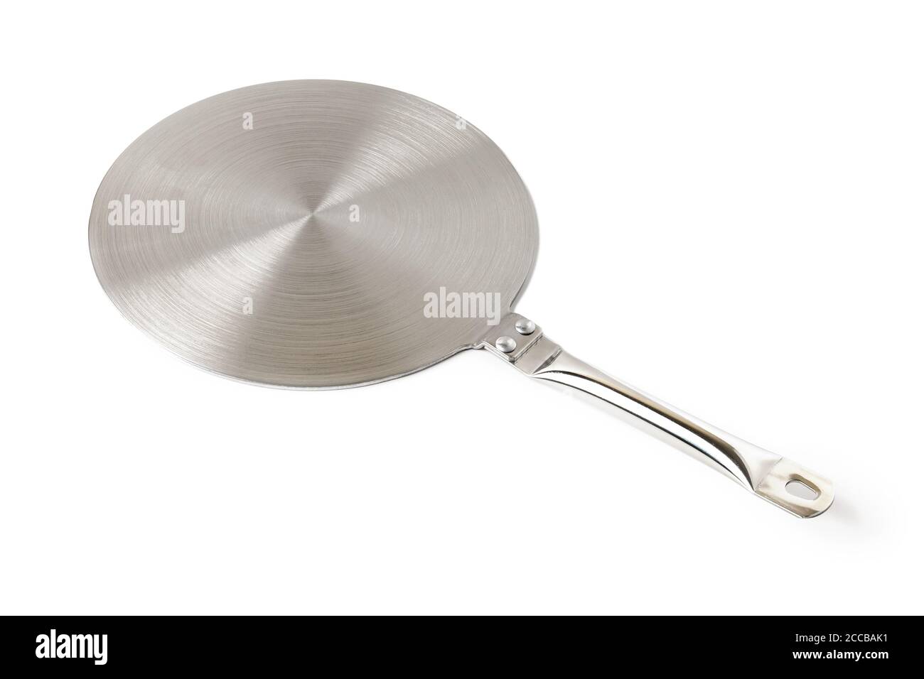 Stainless steel heat diffuser isolated on white. Kitchen appliance for ...