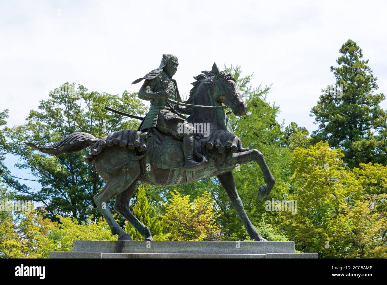 Gifu, Japan - Kanamori Nagachika Statue at Ruins of Tkayama castle in ...