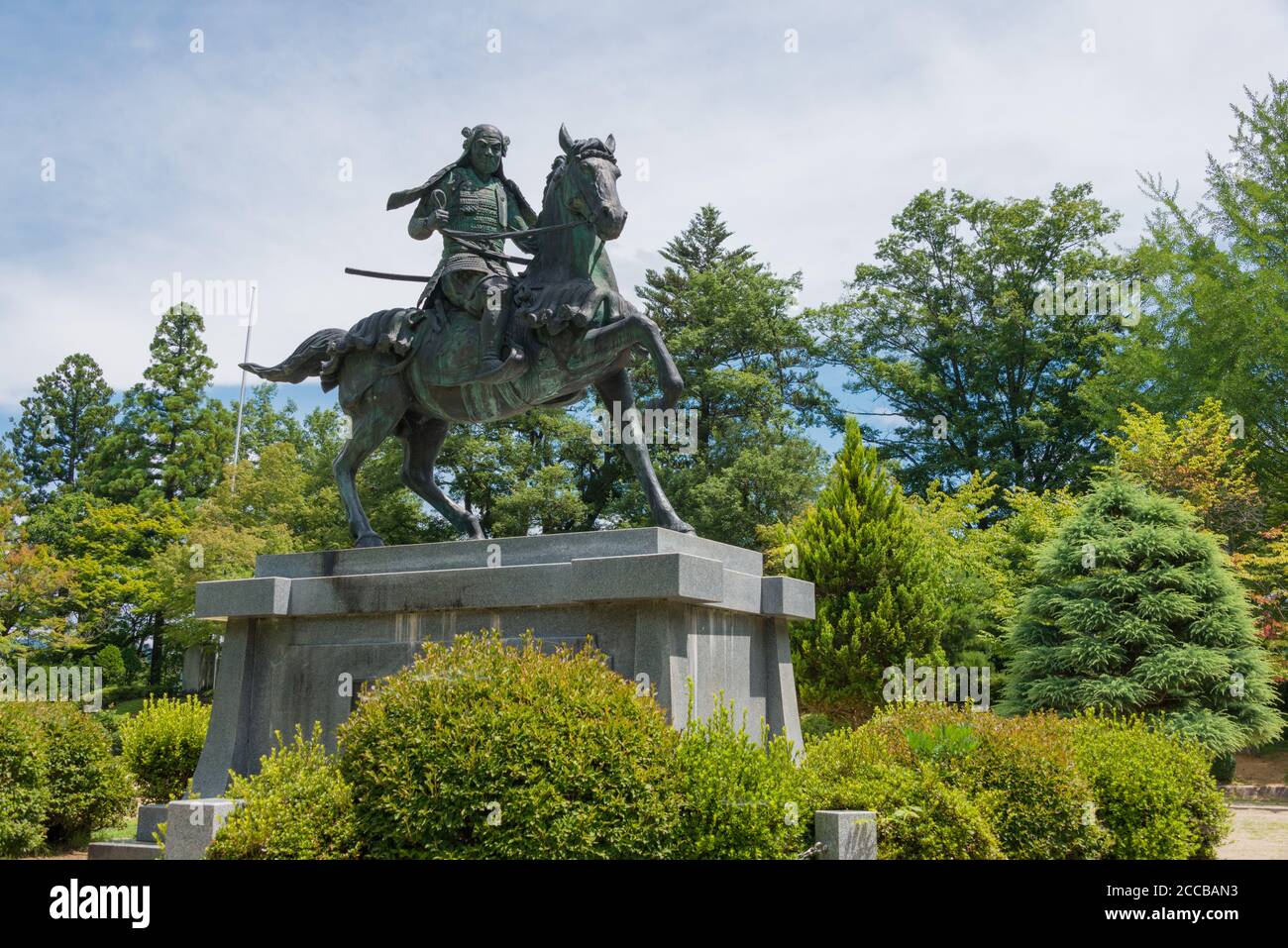 Gifu, Japan - Kanamori Nagachika Statue at Ruins of Tkayama castle in ...