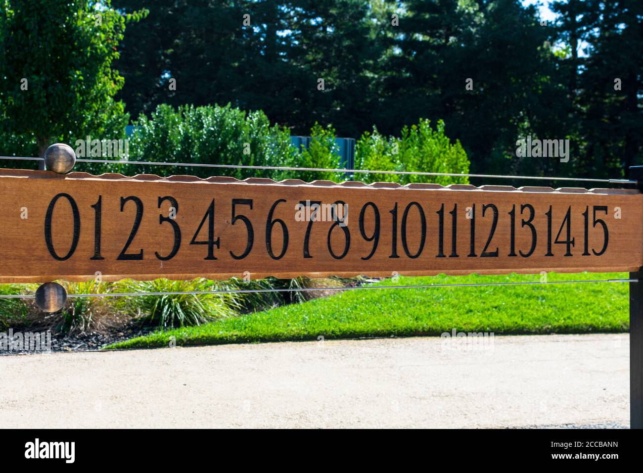 Bocce ball scoreboard. Petanque scoreboard. Black numbers on on brown ...