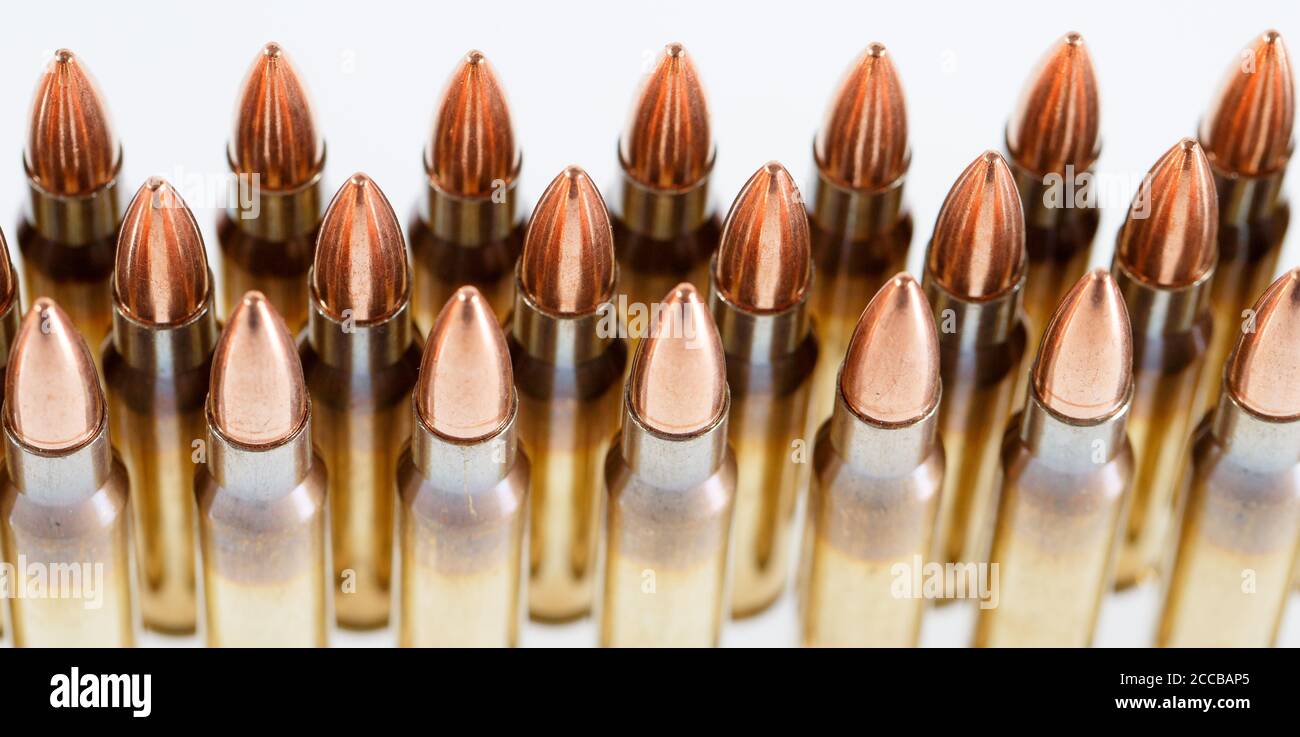 Hunting cartridges of caliber on a white background. 308 Win Stock ...