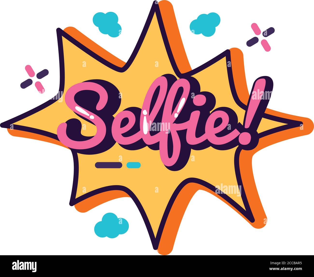 slang cloud expresion with selfie word line and fill style vector ...
