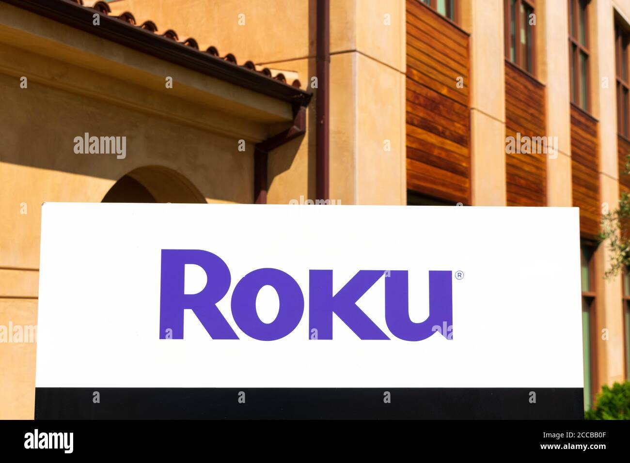 Roku sign and logo at company headquarters in Silicon Valley - Los ...