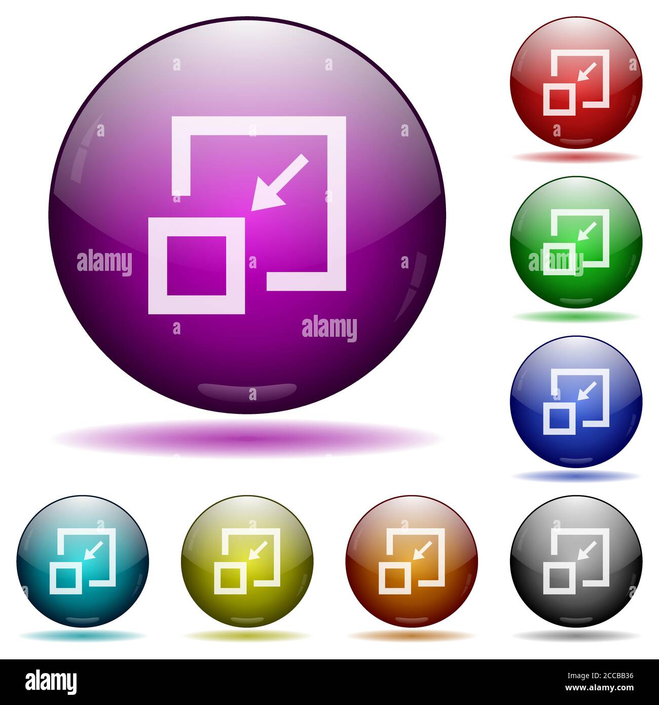 Shrink window icons in color glass sphere buttons with shadows Stock Vector Image & Art - Alamy