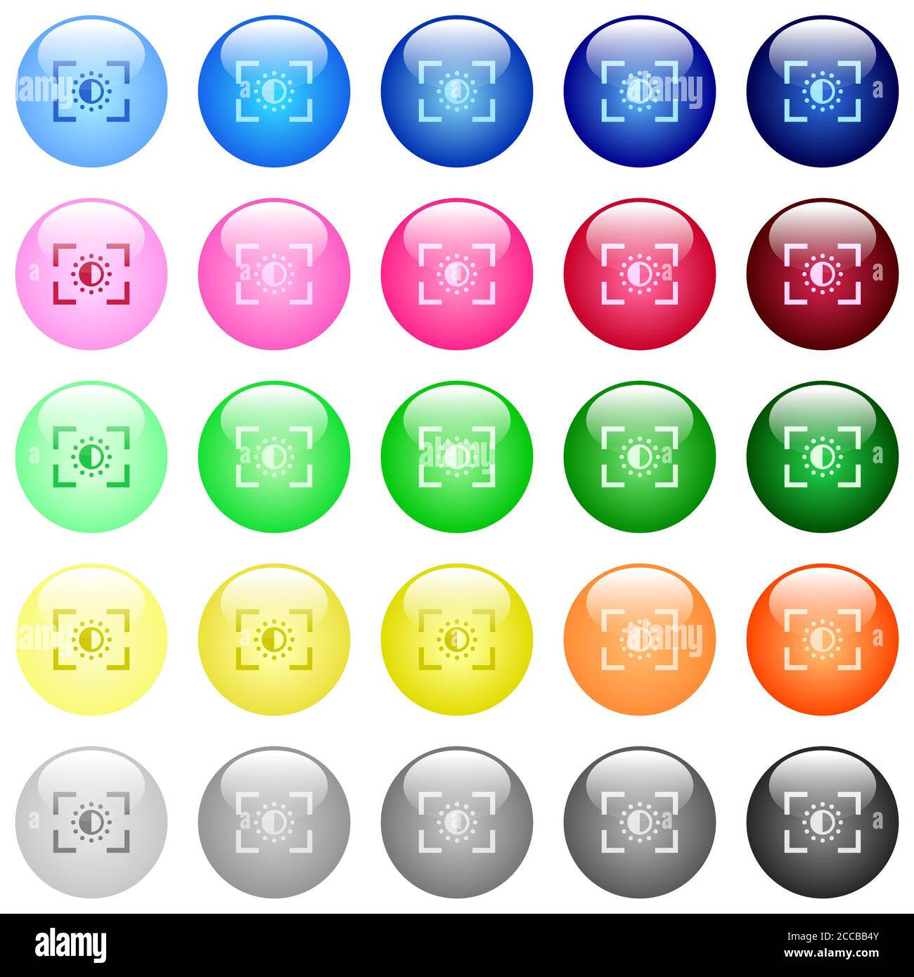 Camera saturation setting icons in set of 25 color glossy spherical buttons Stock Vector Image ...
