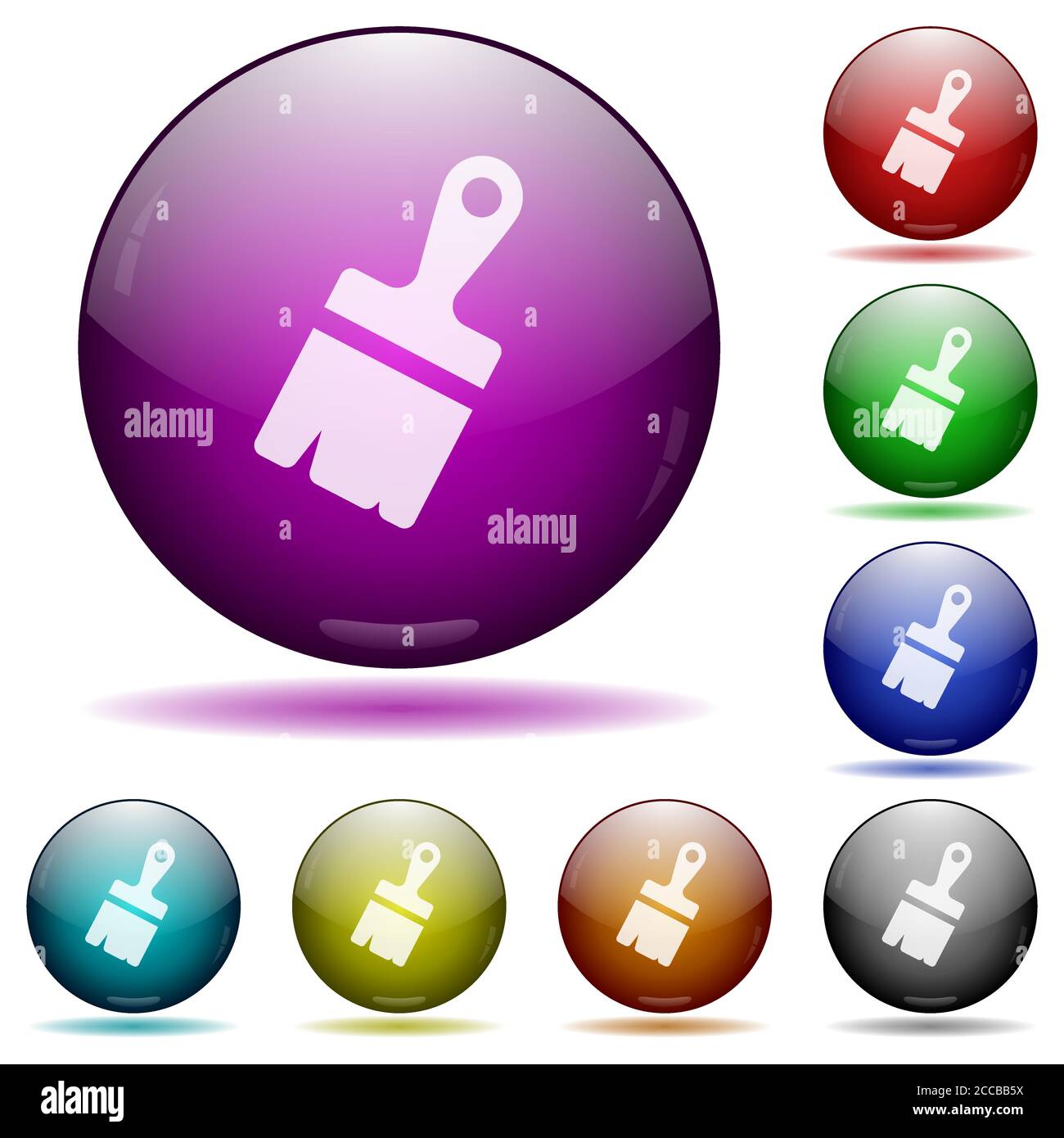 Paste with brush icons in color glass sphere buttons with shadows Stock Vector Image & Art - Alamy