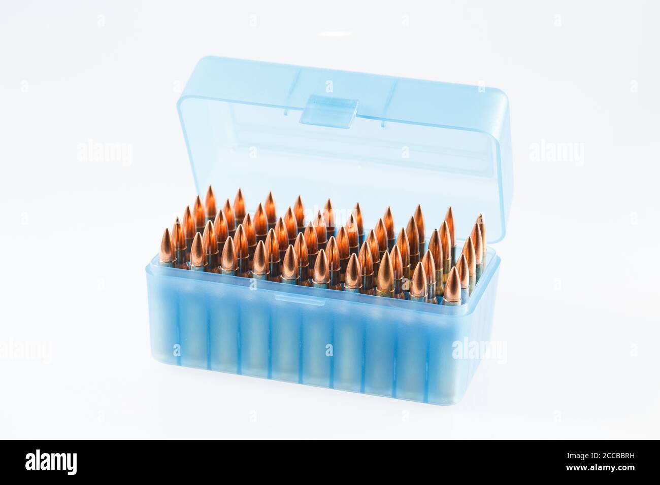 Hunting cartridges in a plastic box. Bullet storage box Stock Photo - Alamy