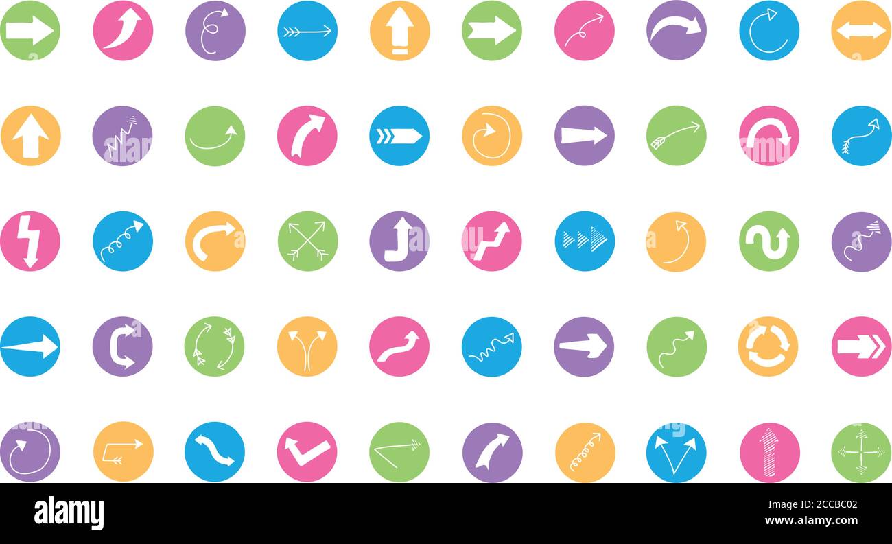 bundle of fifty arrows set icons vector illustration design Stock ...