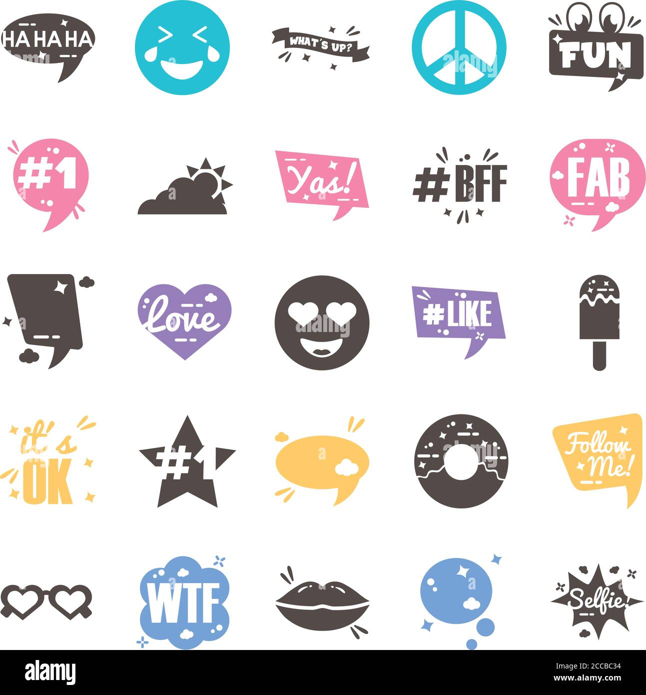 bundle of twenty five slang set collection icons vector illustration ...