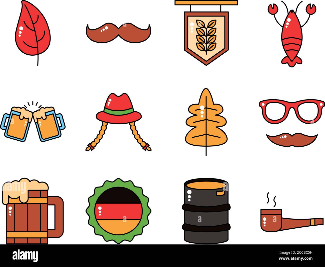 bundle of twelve oktoberfest set icons vector illustration design Stock ...