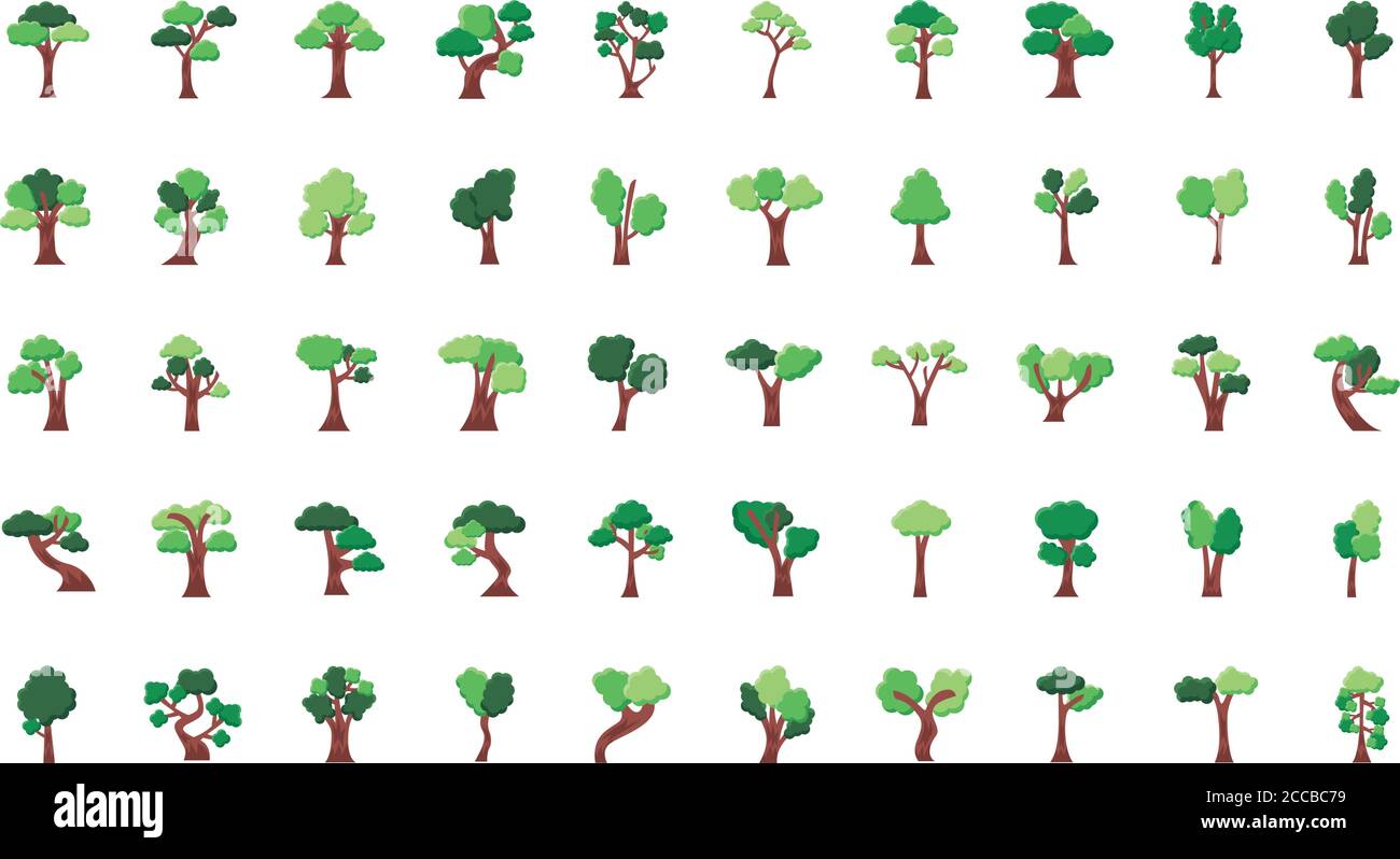 bundle of fifty trees set icons vector illustration design Stock Vector ...