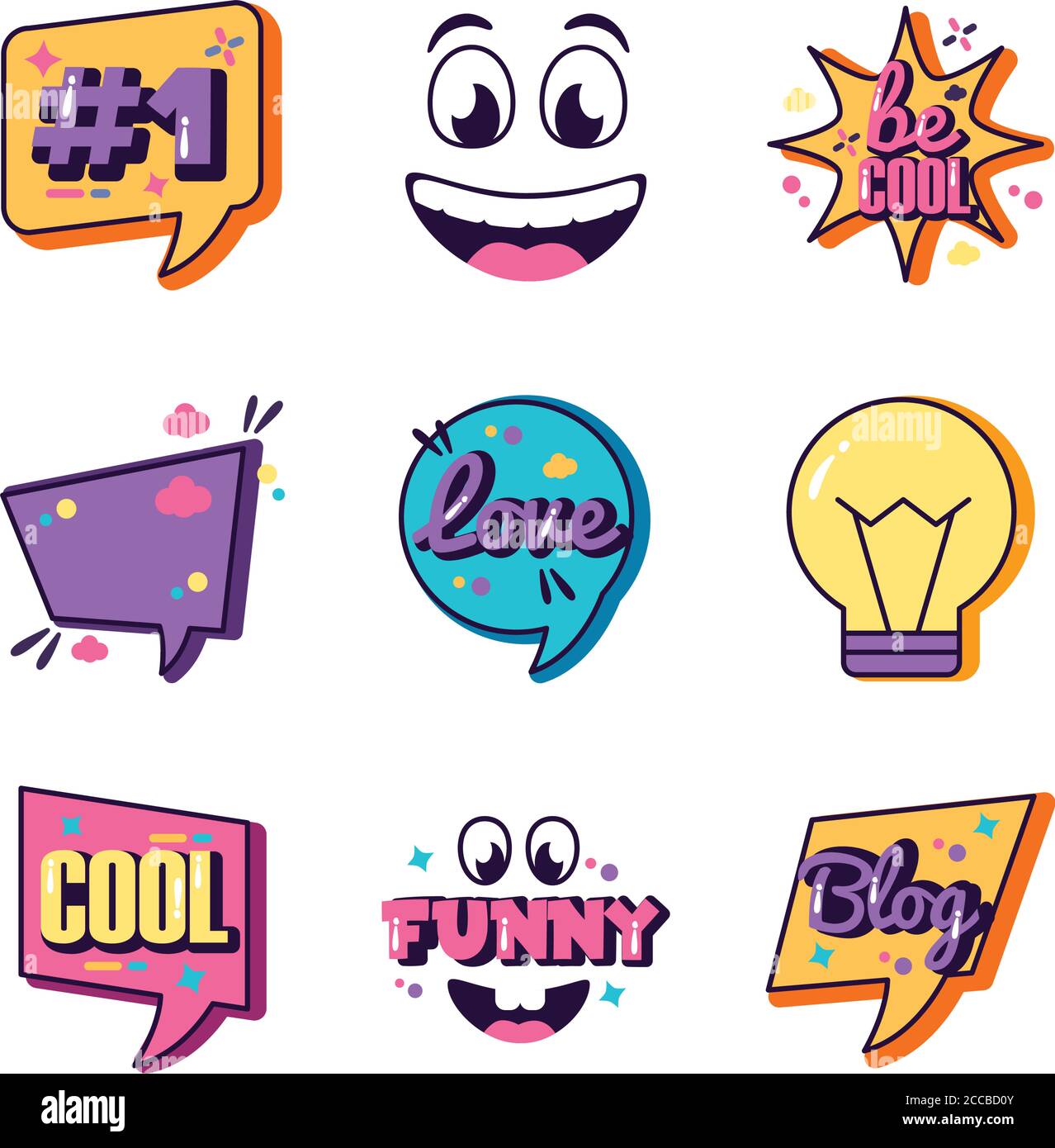 bundle of nine slang set icons vector illustration design Stock Vector ...