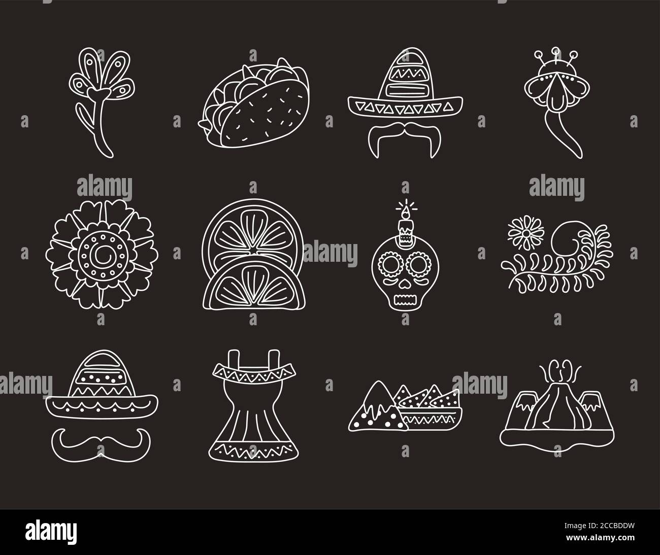 bundle of twelve mexican ethnicity set icons vector illustration design ...