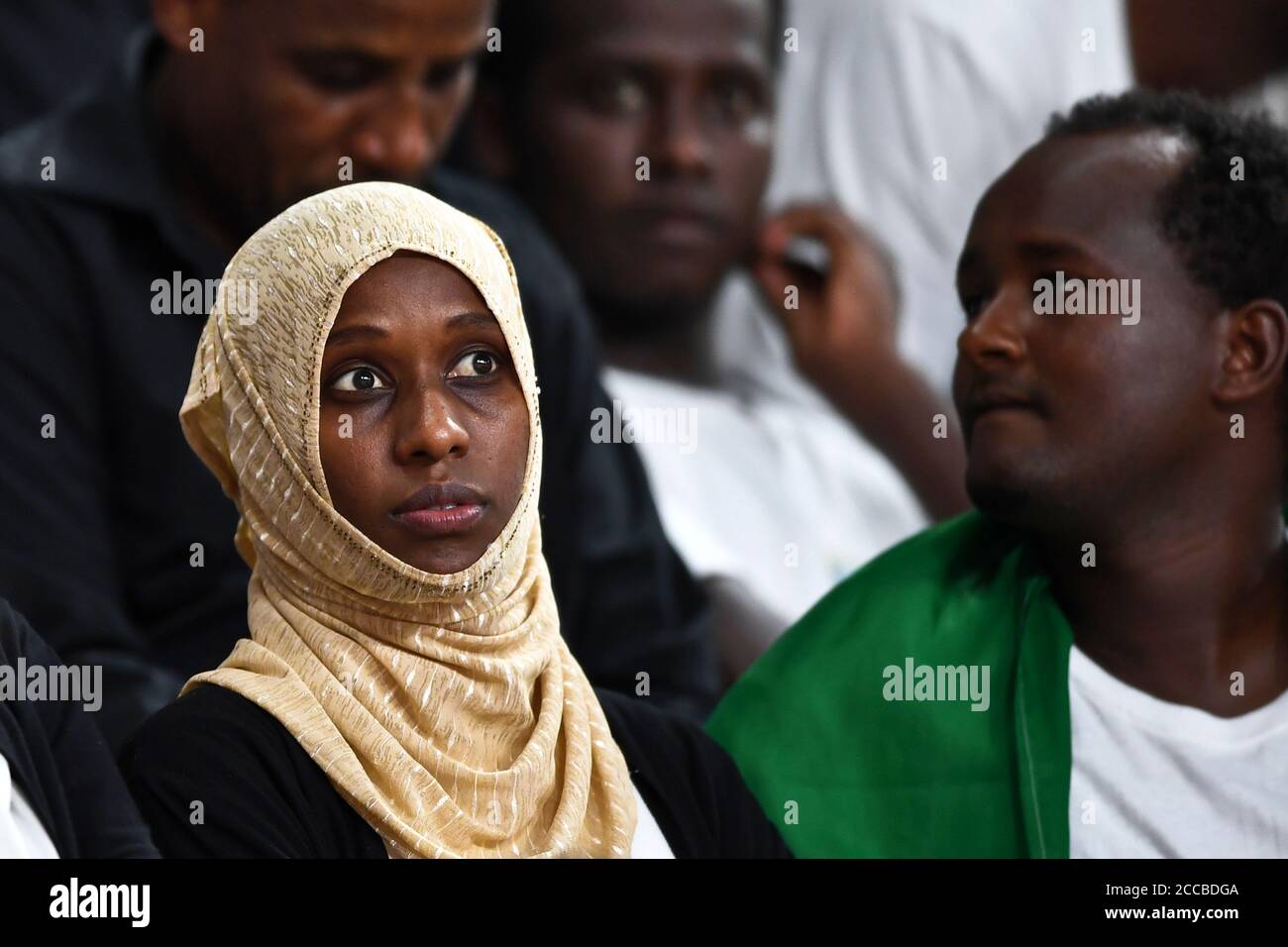 African fans. Khalifa International Stadium, Doha, Qatar Stock Photo ...
