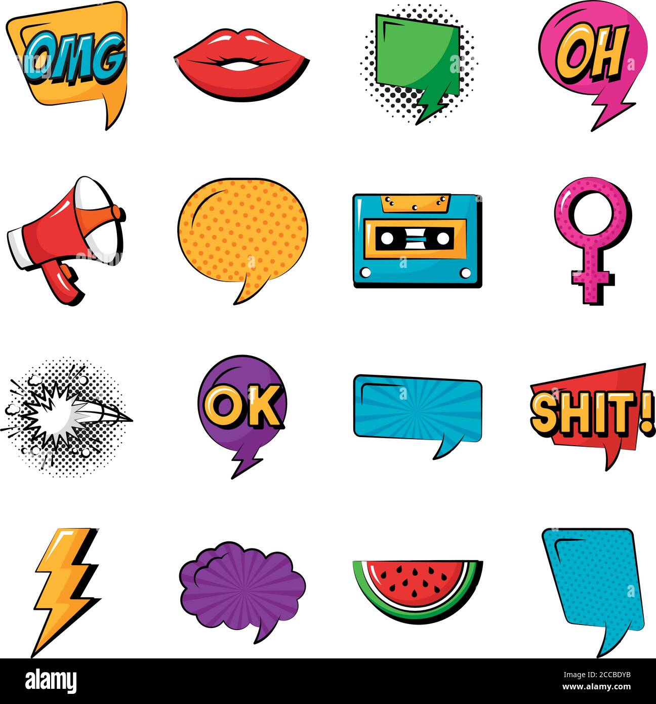 bundle of sixteen pop art set collection icons vector illustration ...