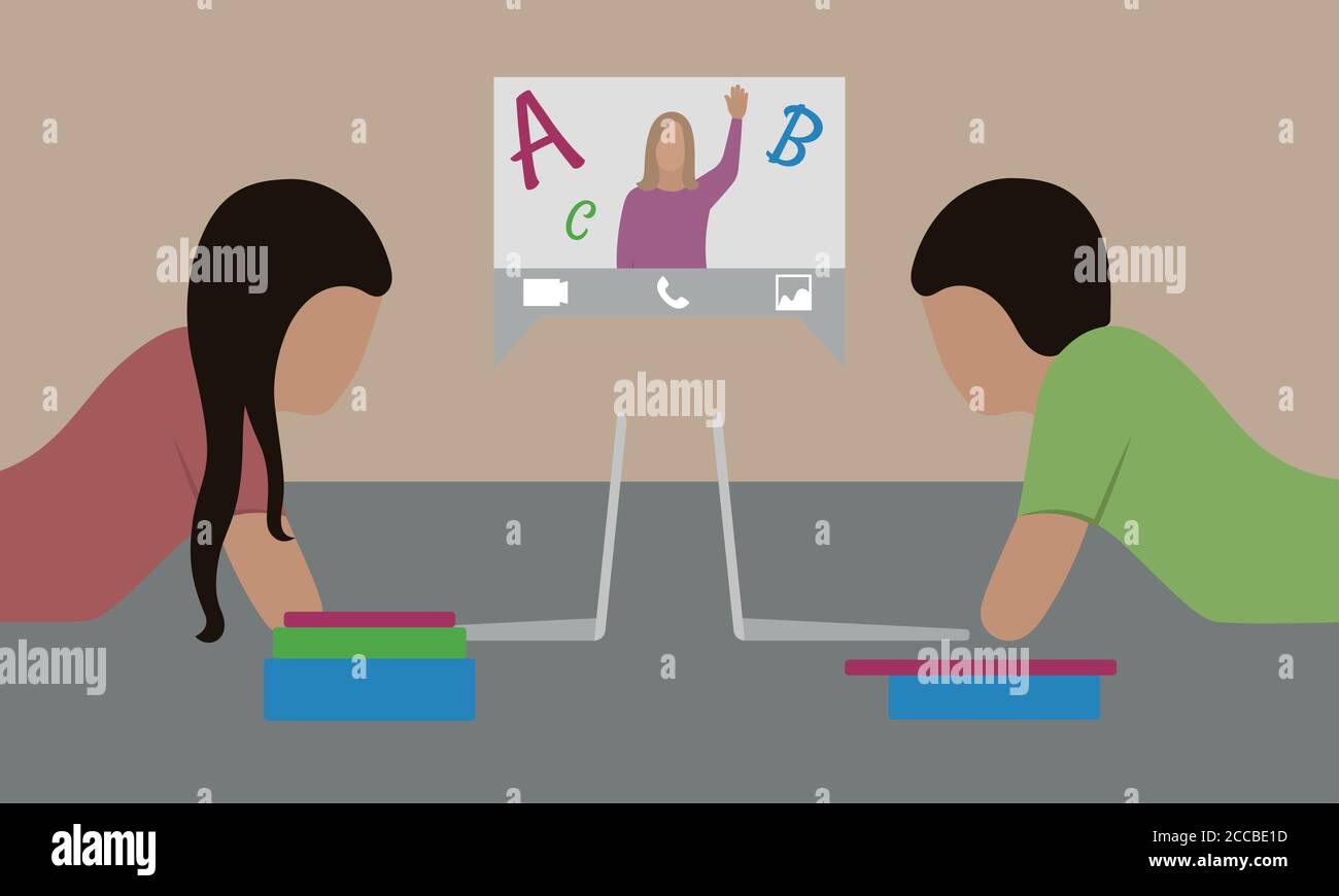 Childrens in virtual social meeting - Vector Stock Vector Image & Art ...