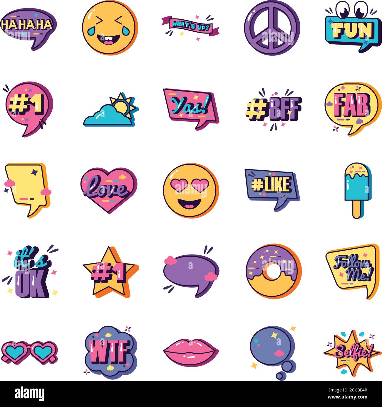 bundle of twenty five slang set collection icons vector illustration ...