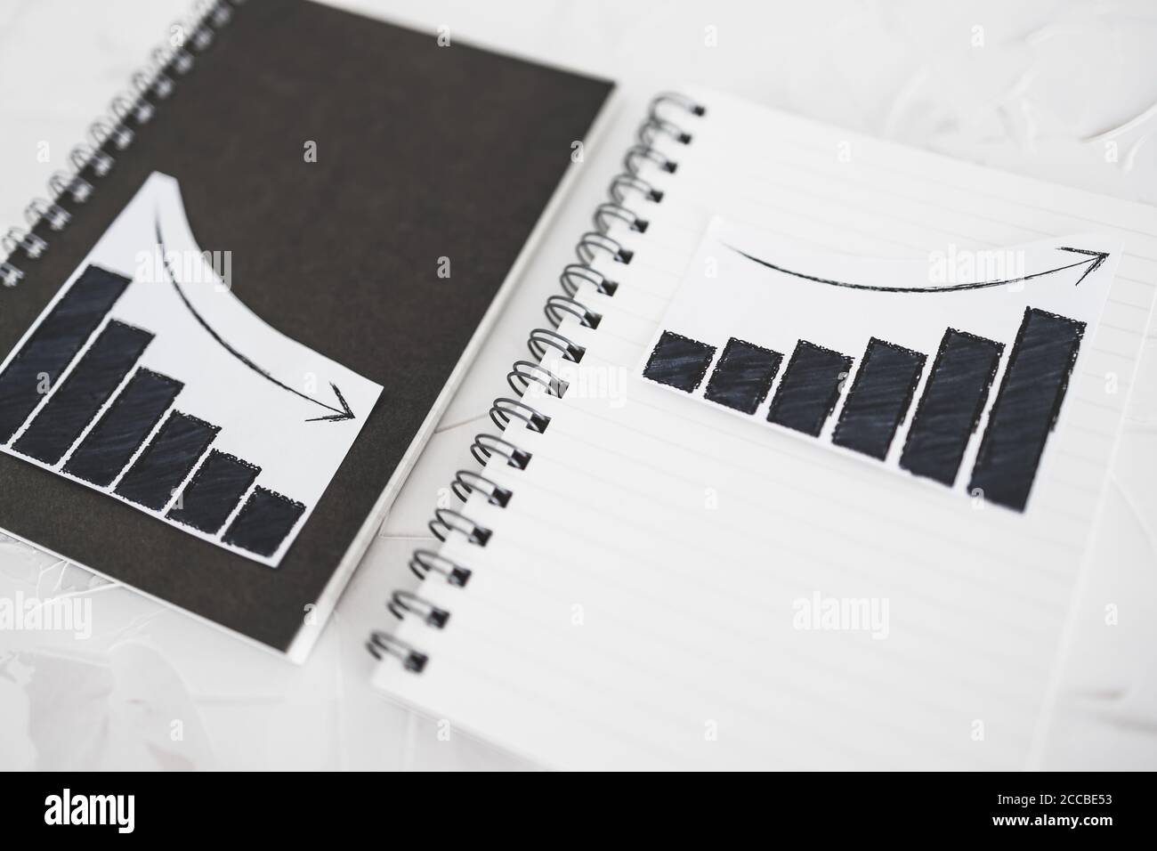 business analysis and statistics concept, positive and negative trends ...