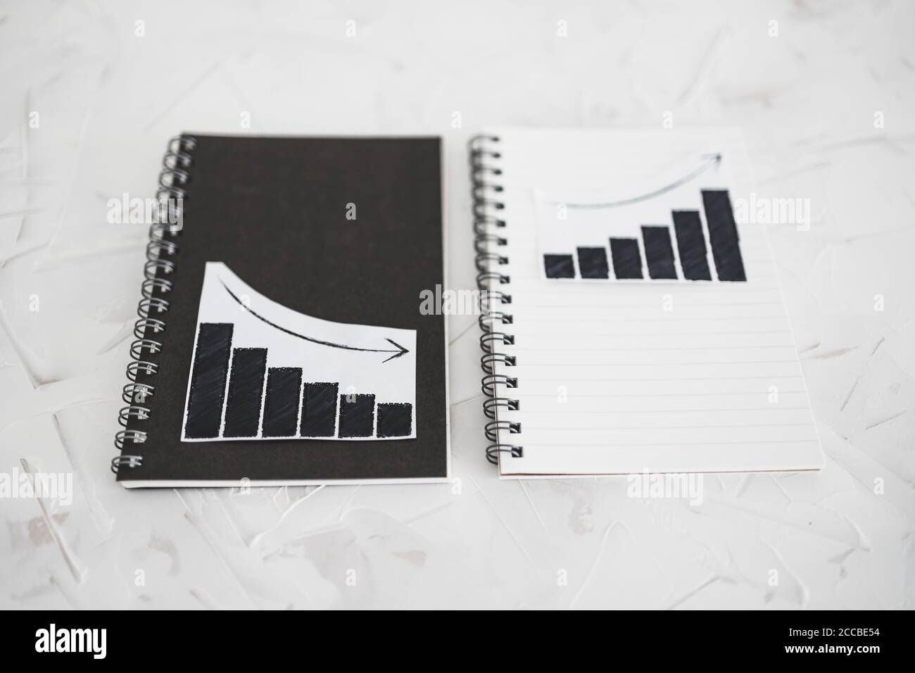 business analysis and statistics concept, positive and negative trends ...