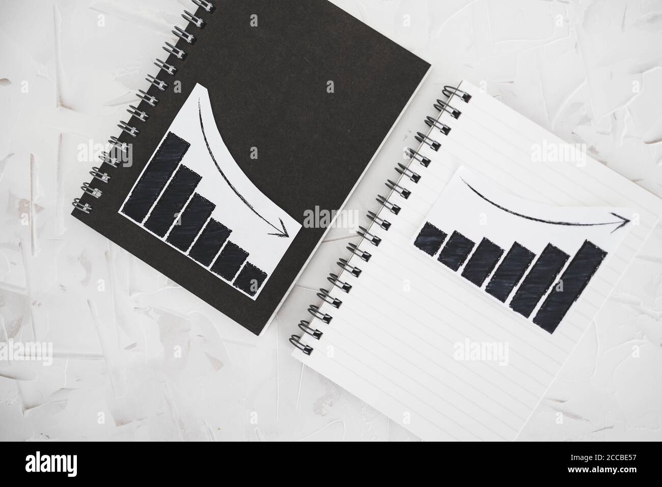 business analysis and statistics concept, positive and negative trends ...