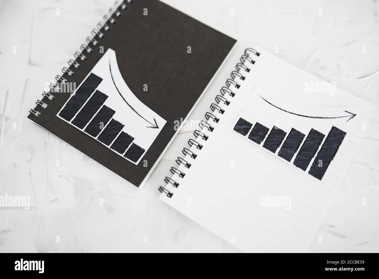 business analysis and statistics concept, positive and negative trends ...