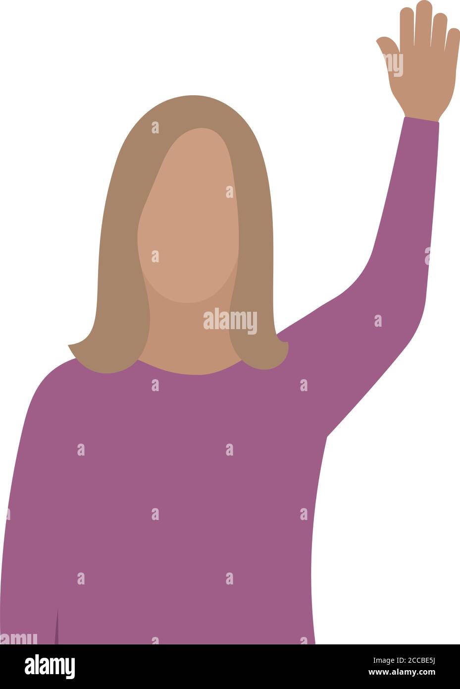 Isolated woman icon. Woman with hand up - Vector Stock Vector Image ...