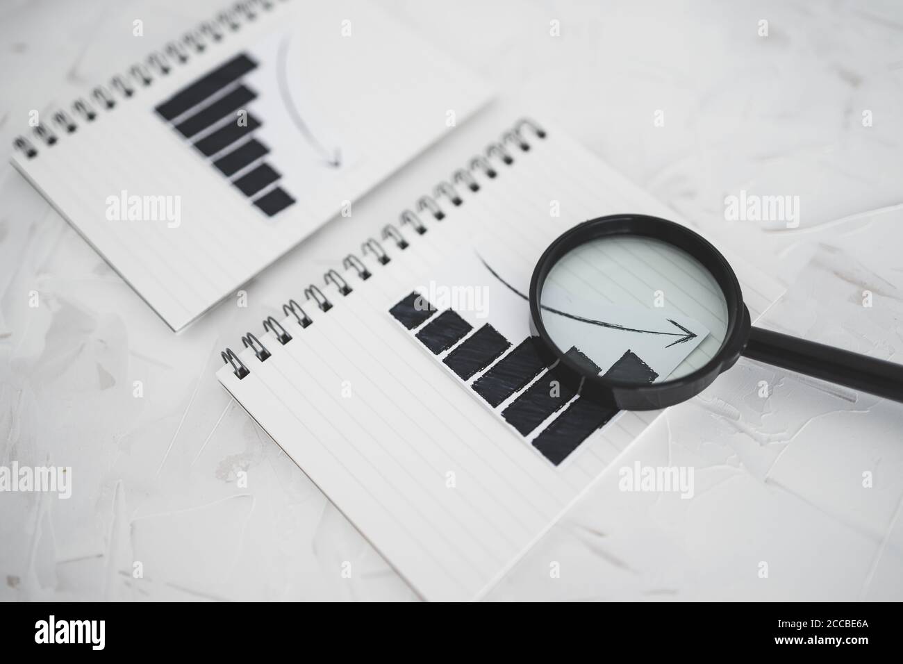 business analysis and statistics concept, positive and negative trends ...