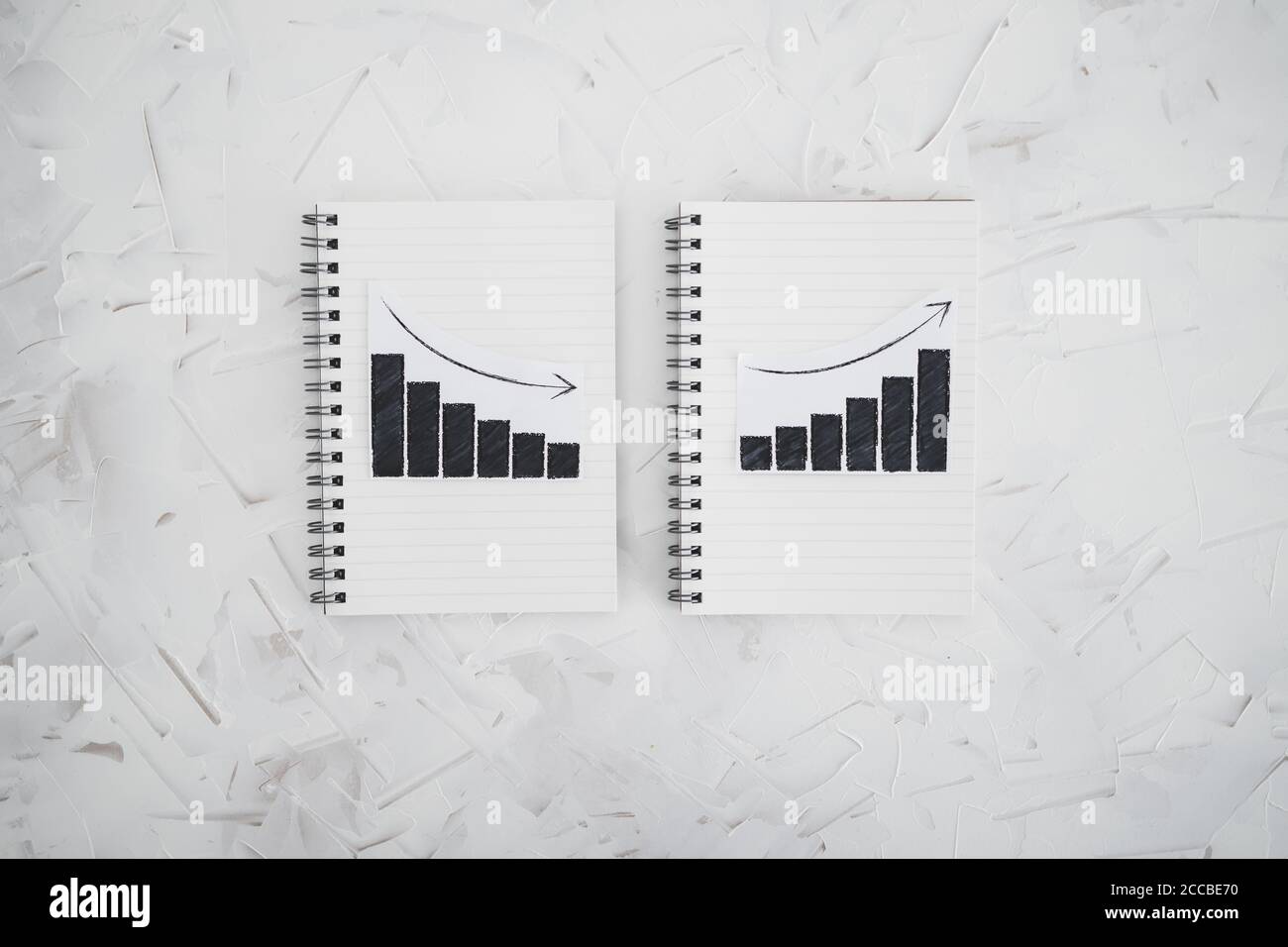 business analysis and statistics concept, positive and negative trends ...
